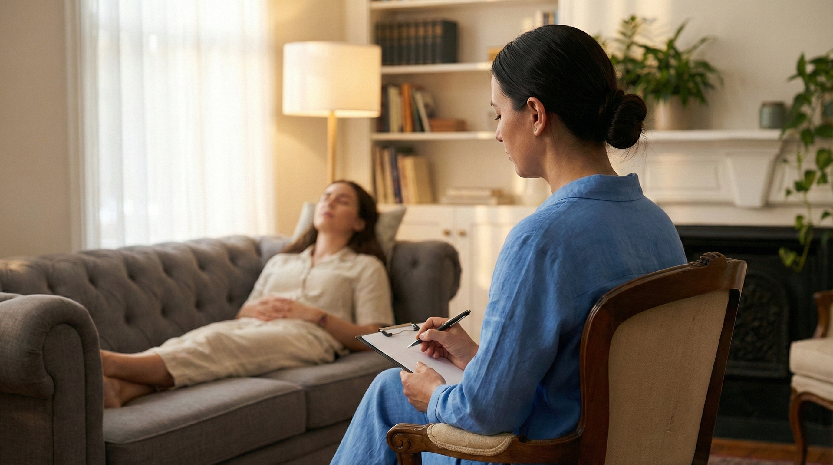Therapist and patient in a consultation room
